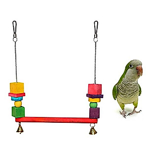 Balacoo Bird Cage Accessories Bird Toy Parrot Swing Perch Wooden Perch Toys for Medium and Large Parrots Cockatoo African Grey Macaws Bird Cage Accessories Bird Toy