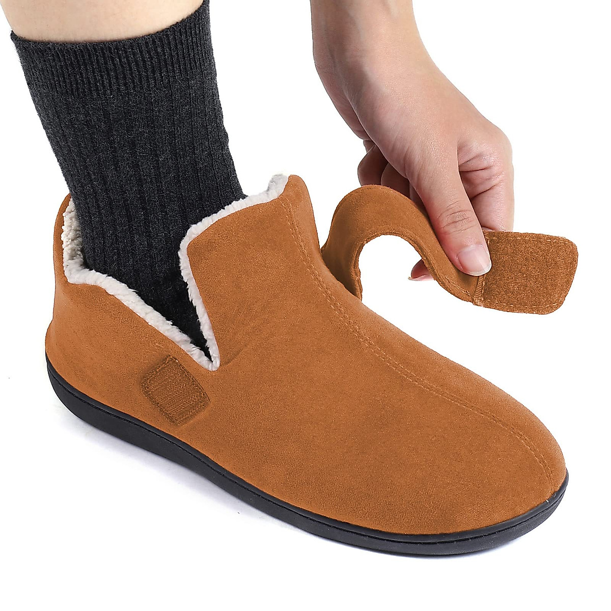 Zizor Women's Ivy Adjustable House Shoes Indoor Outdoor (Camel Tan, Size 8)