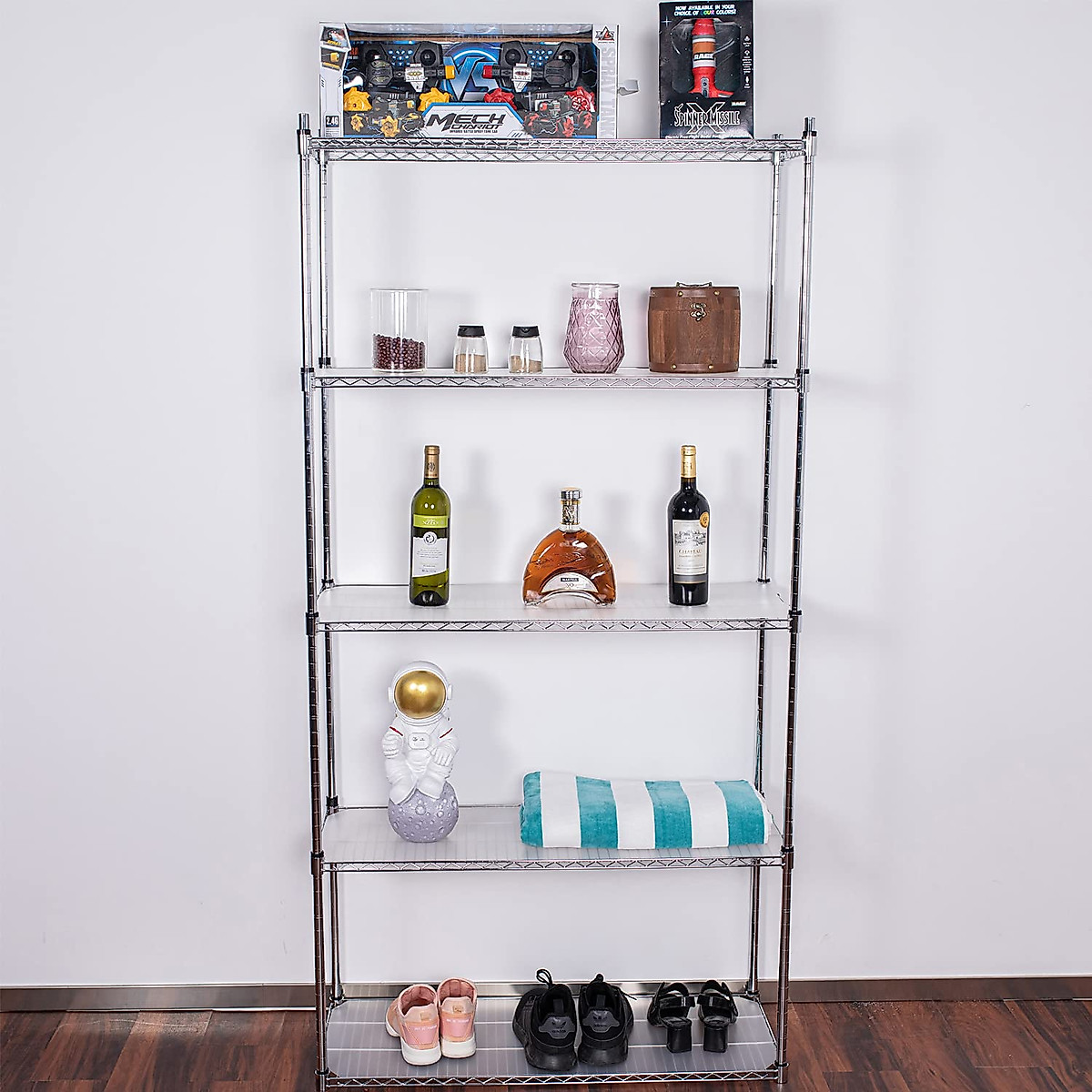 HooTown 5 Sheets Wire Shelf Liners Fit Wire Shelving Size 24 Inch x 14 Inch, Clear Frosted Hard Plastic Protector Mats for Metal Stainless Steel Garage, Cabinets, Kitchen Shelves, Shoe Rack