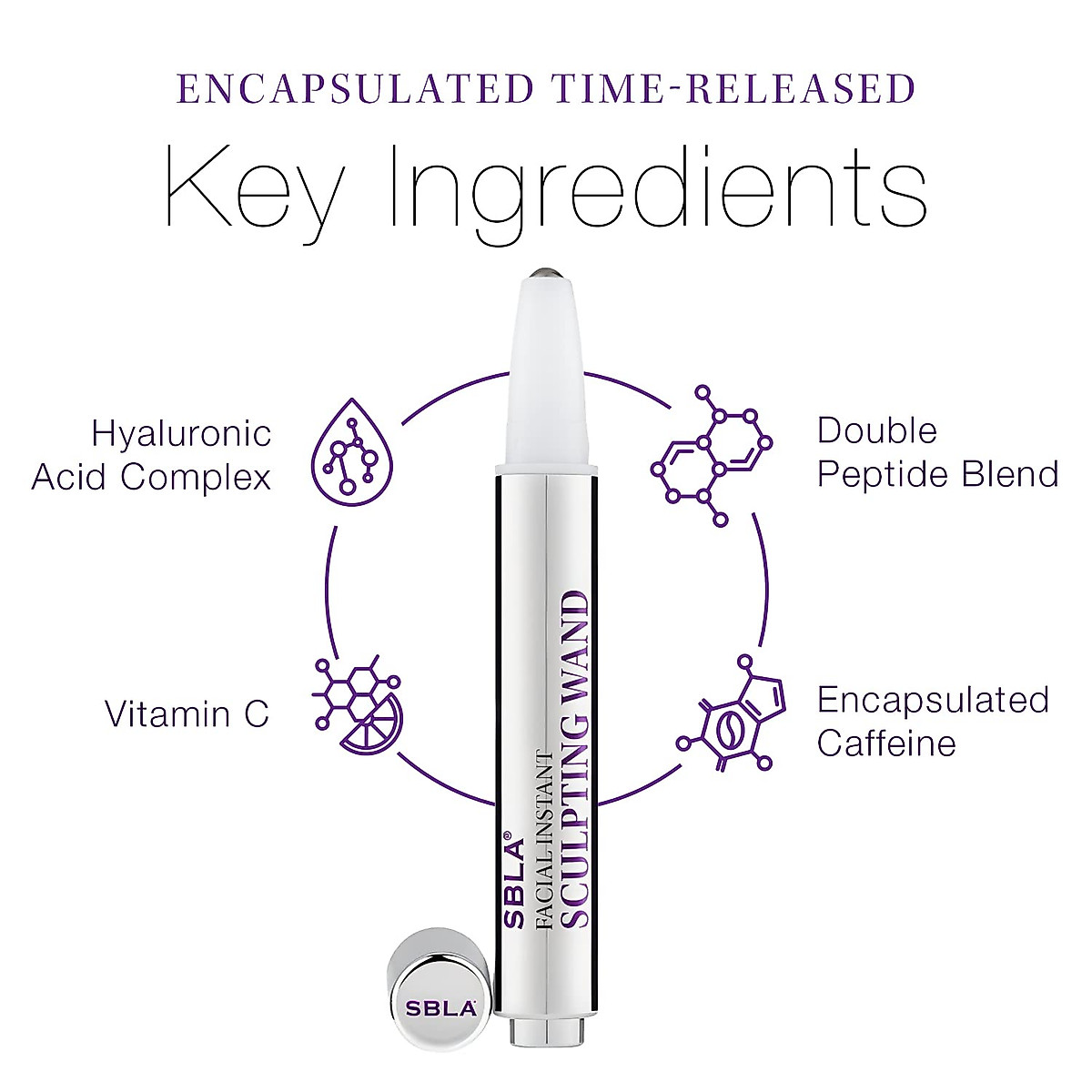 SBLA Beauty Facial Instant Sculpting Wand, Advanced Anti-Aging Serum, Smoothing, Skin Tightening, Brightening All Skin Types & Reducing Lines & Wrinkles 0.23 Fl Oz / 6.8mL (100 doses)