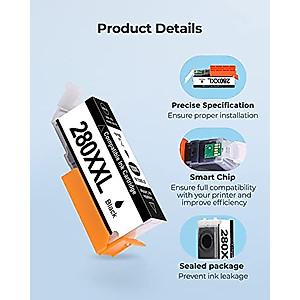 PGI-280 XXL Compatible Ink Cartridge Replacement for Canon 280 pgbk XXL High Yield Use to PIXMA TR7520 TR8520 TS6120 TS6220 TS8120 TS8220 TS9120 TS9520 TS9521C Printer (2 Large PGBK)