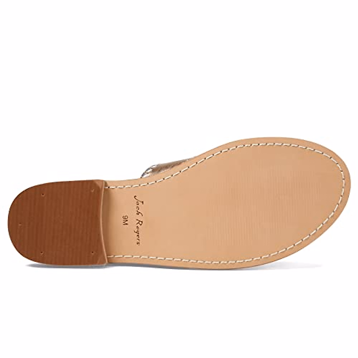 Jack Rogers Women's Jacks Flat Sandal, Platinum/Silver Metallic Nappa, 9.5