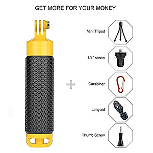 YALLSAME Floating Hand Grip Underwater Handle Mount with Detachable Tripod Stand for All GoPro Hero 11 10 9 7 8 6 5 4 Max Mini Session DJI Action Camera Ideal for Diving Snorkeling Swimming Sport