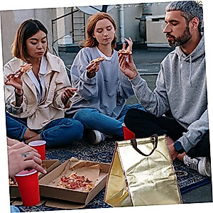 PHENOFICE 1pc Cake Packing Pro Pizza Insulation Tote Pizza Warmer Insulated Food Carrier Insulated Food Pizza Insulated Lunch Tote Insulation Aluminum Golden