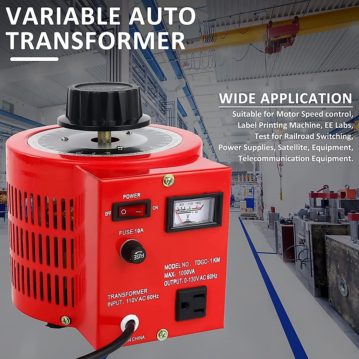 YaeCCC Voltage Transformer 10 Amp Auto AC Variable Voltage Converter,1000VA,0~130 Volt Output (1000W Max)