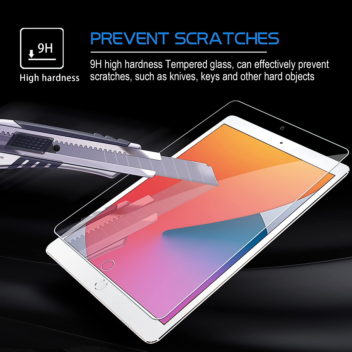 Arae Screen Protector Compatible with iPad 10.2 Inch (9th Generation 2021) & (8th Generation 2020) & (7th Generation 2019) Tempered Glass Anti Scratch, 2 Pack