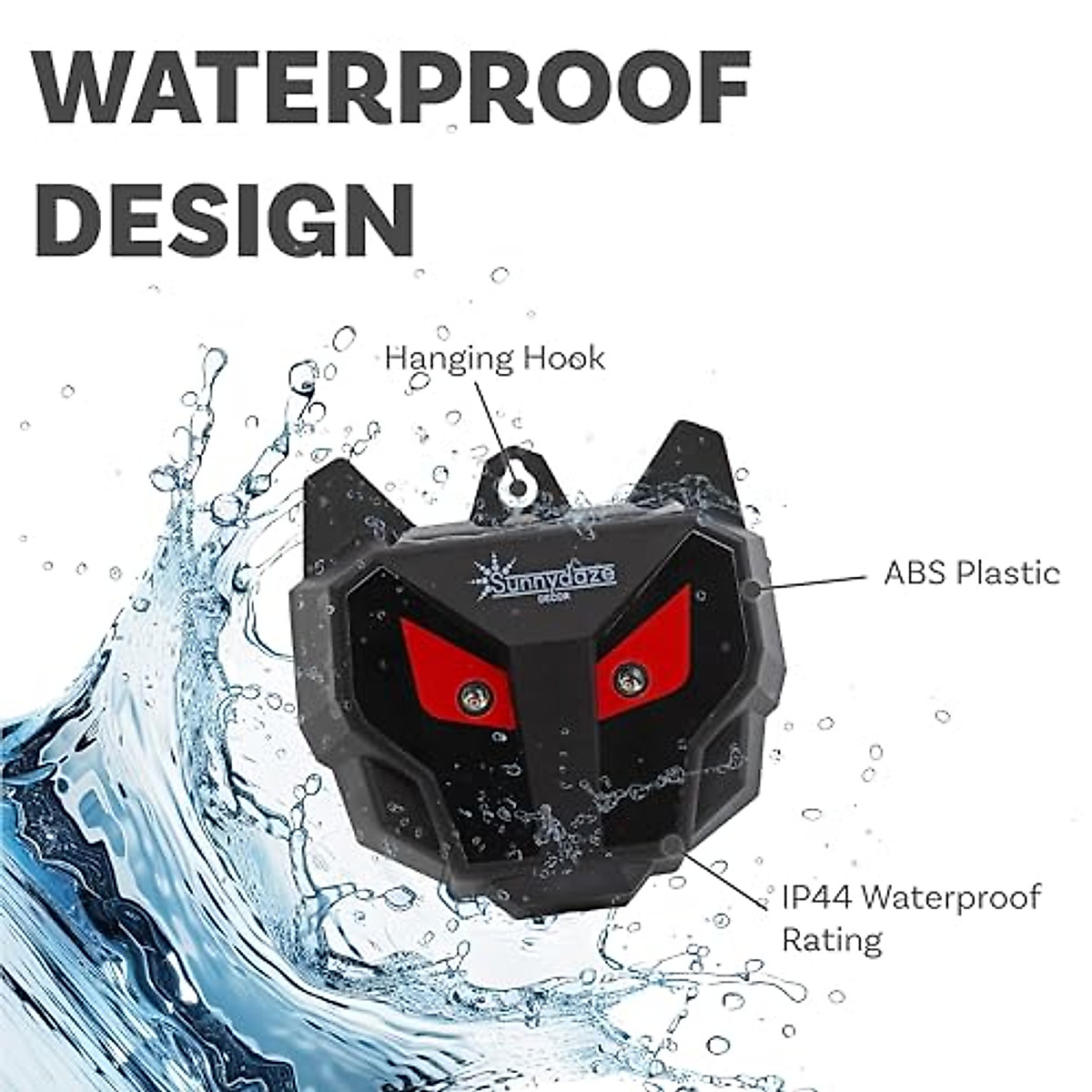 Sunnydaze Wall-Mounted Solar Nocturnal Animal Repellers - Waterproof Design - Red Flashing Lights - Battery Included - 2-Pack