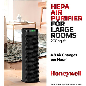 Honeywell InSight HEPA Air Purifier with Air Quality Indicator and Auto Mode, for Large Rooms (200 sq. ft), Black - Wildfire/Smoke, Pollen, Pet Dander, and Dust Air Purifier,HPA180B (Renewed)