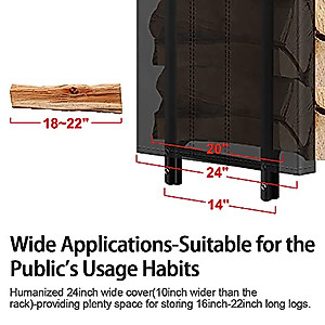 AMAGABELI GARDEN & HOME 4ft Firewood Rack With Cover Combo Set Waterproof Outdoor Log Holder, Fireplace Heavy Duty Stacker Pit for Patio Logs Storage Steel Tubular Wood Pile Tool Accessories Black