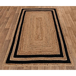 Floor Rugs Handmade Eco Jute Rug Rectangle Rug Indian Handwoven Jute Rug Ribbed Rugs Square Indian Braided by The Rug CAFÉ (4 x 6 Ft. Area Rugs)