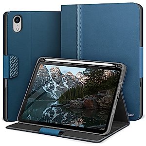 KingBlanc iPad Mini 6th Generation 2021 (8.3 Inch) Case with Pencil Holder, Auto Sleep/Wake & Stand Function, Apple Pencil2 Wireless Charging, PU Leather Folio Smart Cover for iPad Mini6, Blue