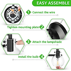 FOLKSMATE Bathroom Vanity Light Fixtures, Modern 3 Lights Wall Sconce Lighting Matte Black, Wall Lamp Wall Mount Light Fixture with Globe Glass Shade