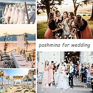 TwoYek Women's Scarf Pashmina Shawls and Wraps for Evening Dress Wedding Bridesmaid Bridal Winter Warm Large Soft Silky Scarves Black