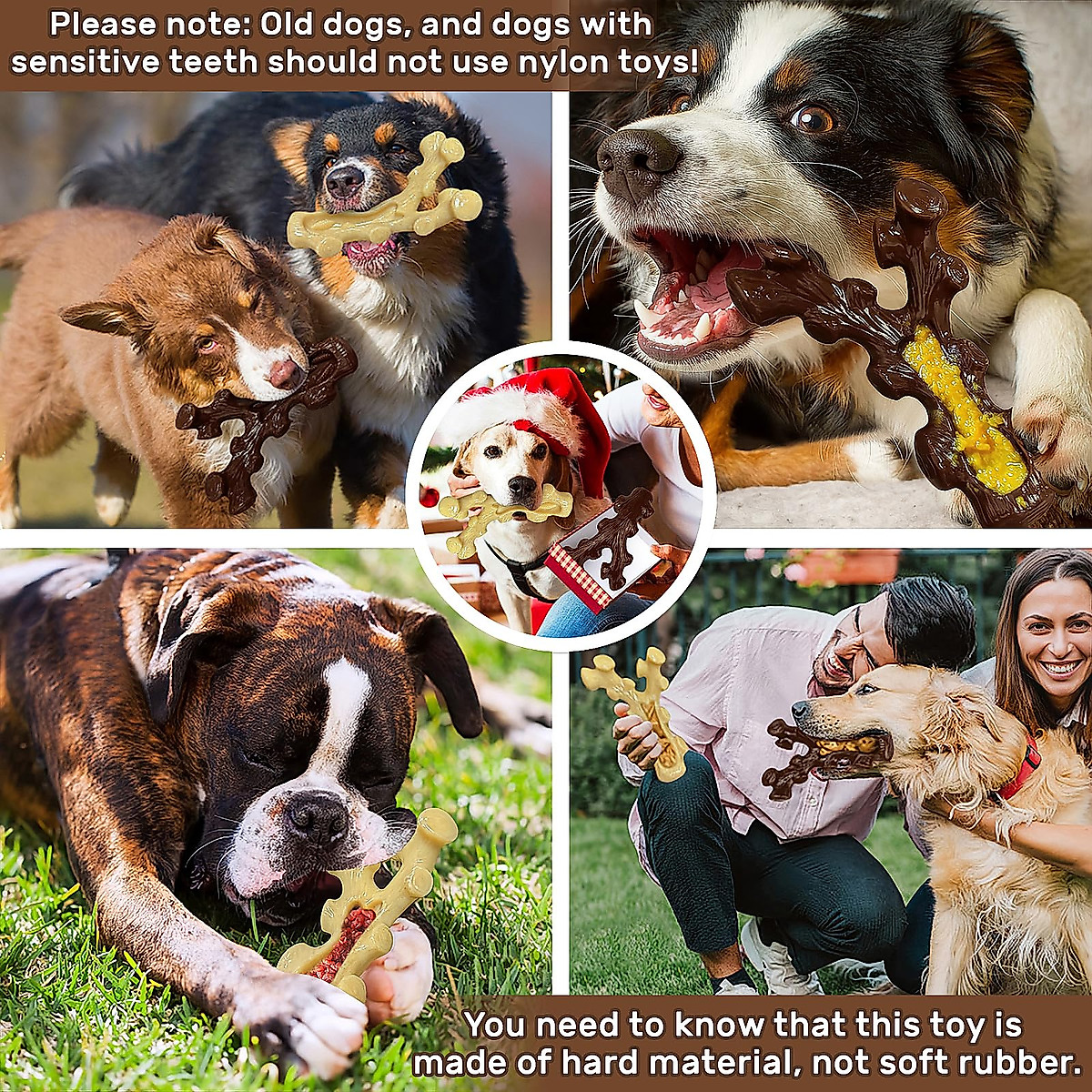 SIHRMIU 2 Pack Dog Chew Toys for Aggressive Chewers,Boredom and Stimulating Best DogToys for Medium/Large Breed,Tough Durable Almost Indestructible Dog Bones for Teeth Cleaning and Training