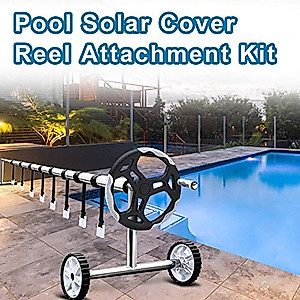 Ponwec 24PCS Pool Solar Cover Reel Attachment Straps Kit for In Ground Swimming Pool Solar Blanket Cover Reels Straps Solar Blanket Straps Including 8 Nylon Straps with Tabs, 8 Cord Plates,8 Buckles