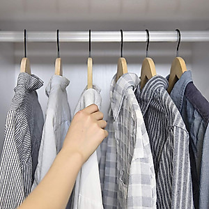 JS HANGER Wooden Coat Hangers, 30 Pack High Grade Wood Suit Hangers with Non Slip Pant Bar - Extra Smooth and Splinter Free, Unvarnished