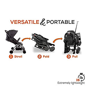 Portable Folding Lightweight Baby Stroller - Smallest Foldable Compact Stroller Airplane Travel, Compact Storage, 5-Point Safety, Easy 1 Hand Fold, Canopy Sun Shade, Storage Bag - Jovial JPC20BK