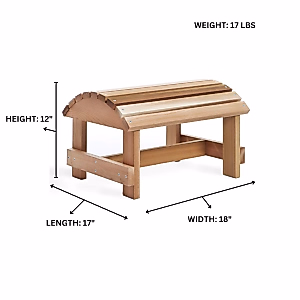 All Things Cedar AO18 Cedar Patio Ottoman Outdoor Foot Rest Chair | Handcrafted Western Red Cedar | Sanded Finish | Snug-Fitting Parts |17x18x12
