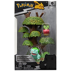 Pokémon Select Forest Environment - Multi-Level Display Set with 2-Inch Bulbasaur and Applin Battle Figures