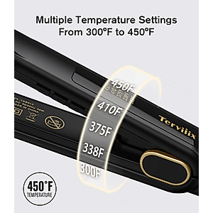 Terviiix 1/2 Inch Flat Iron for Short Hair, Small Hair Straightener and Curler 2-in-1 for Pixie Cuts & Touch-Ups, Rounded Edge Mini Flat Iron for Men and Women, Dual Voltage Travel-Friendly