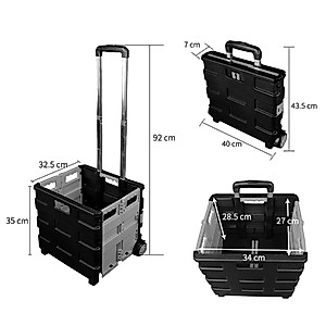 YGCBL Multifunction Portable Hand Trucks,Trolleyshopping Trolley Foldable Aluminum Alloy Engineering Plastic Red Pu Wheel Lightweight High Capacity, 20 Kg Load,B