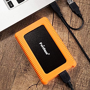 FEISHUO Portable External Hard Drive USB3.0 SATA HDD Storage — External Hard Drive Silicone Case Anti-Drop, Shockproof and Rainproof, for Game, PC, Mac, Windows(120G, Black)
