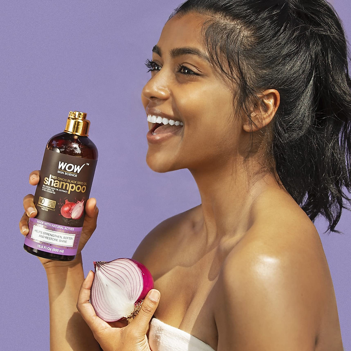 WOW Skin Science Red Onion Black Seed Oil Shampoo Increase Gloss, Hydration, Shine - Reduce Itchy Scalp, Dandruff & Frizz - No Parabens or Sulfates - All Hair Types (16.9 Fl Oz (Pack of 1))