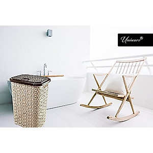 UNIWARE 60 LT Hollow Design Clothes Hamper Laundry Basket, Made in Turkey, Beige (1, Beige/Brown)