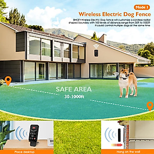 Wireless Dog Fence System for 2 Dogs, 2023 Wireless Fence & Remote Training Collar, Portable Electric Dog Boundary System, Rechargeable Garden Wireless Fence & Suitable for Puppy Small Large Dogs