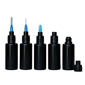 15 Packs 20ml Luer Lock Bottles Glue Henna Jagua Dispensing Bottles with Luer Lock Caps, Blunt Needles and Needle Caps (Opaque Black)