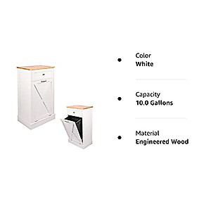 TOLEAD Tilt Out Trash Cabinet Free Standing 10 Gallon Recycling Trash Can Cabinet with Barn Door for Farmhouse Kitchen,Living Room, Dining Room, White