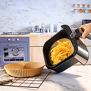 Floating Mekong Round Air Fryer Parchment Sheets Disposable | 8"-9.5" 5-8qt 100pc Large Round Paper Air Fryer Basket |Nonstick |Oven | Microwave | Wood Pulp|Heat resistant|Airfryer Liner Eco Friendly