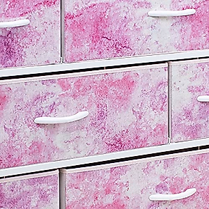 Sorbus Dresser for Kids Bedroom 8 Drawers - Storage Organizer Closet Furniture Chest for Girls & Boys, Nursery, Playroom, Clothes, Toys - Steel Frame, Wood Top, Fabric Bins (Tie-dye Pink)