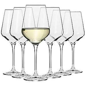 Krosno Large White Wine Glasses | Set of 6 | 13.2 oz | Avant-Garde Collection | Crystal Glass | Perfect for Home, Restaurants and Parties | Dishwasher Safe
