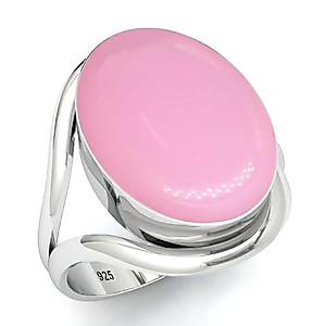 JEWELOPORIUM 925 Sterling Silver Ring for Women Pink Rose Quartz Gemstone Fashion Silver Ring Size 8 Friendship Day Gift Boho Jewelry