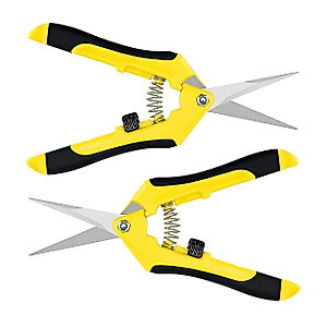 iPower 6.5 Inch Gardening Scissors Hand Pruner Pruning Shear with Straight Stainless Steel Blades, Yellow, 2-Pack