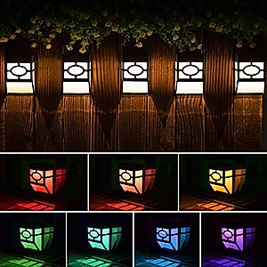 Solpex Solar Deck Lights,Solar Fence Lights, 2 Modes Christmas Decoration Lights,Unique Pattern, Waterproof Automatic Outside, Deck, Patio, Stairs, Yard, Steps, Path & Driveway (RGB & Black 8-Pack)