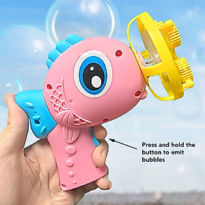 DINOSOLA Bubble Machine Gun Fubbles Bubbles for Toddlers Bazooka Bubble Gun Summer Fun for Party Birthday Gift for 3 4 5 6 7 8 Years Old Boys and Girls