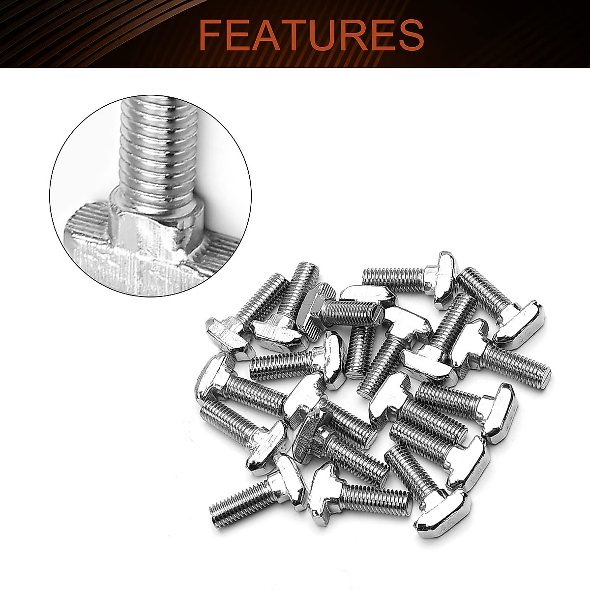 MroMax M8-1.25x25mm T Slot Bolts Carbon Steel Drop-in Stud Sliding Screw Bolt Metric Hammer Head Bolt for European Standard 45 Series Aluminum Extrusions Silver 20Pcs