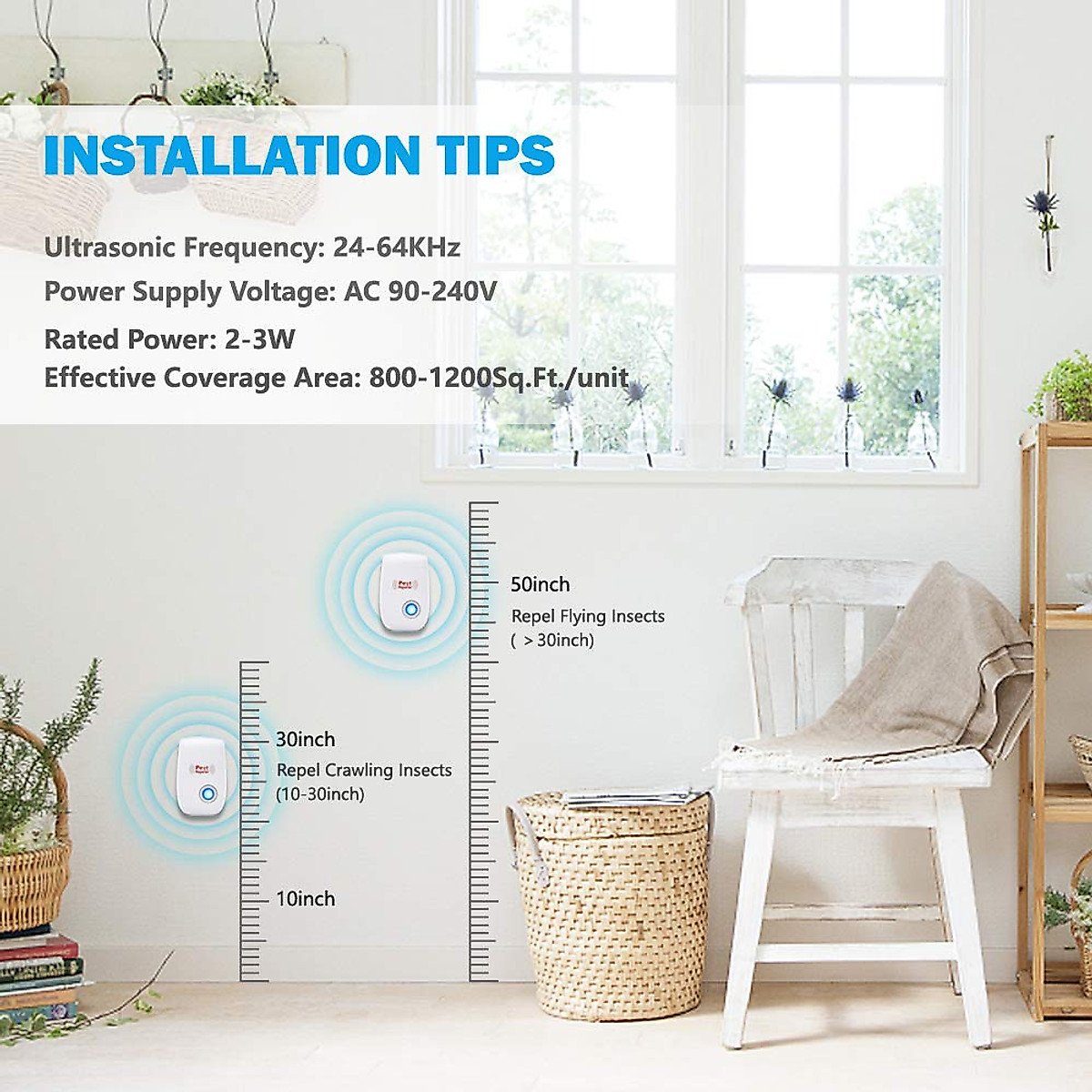 XVEN Ultrasonic Pe st Repeller-6 Pack,for Living Room, Garage, Warehouse, Office, Hotel (White)