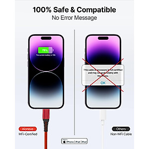 Aioneus iPhone Charger 6ft 2Pack MFi Certified Lightning Cable Fast Charging Durable Nylon Braided Phone Charger Cord Compatible with iPhone 13 Pro 12 Pro 11 Pro Xs Max Xr 8 7 Plus Se 2020 iPad