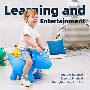 EVERICH TOY Kids Dinosaur Bouncy Animal Toys, Inflatable Triceratops Bouncer, Ride on Bounce Hopper, Indoor Outdoor Activity Birthday Gift for 18 Months 2 3 4 Years Old Boys