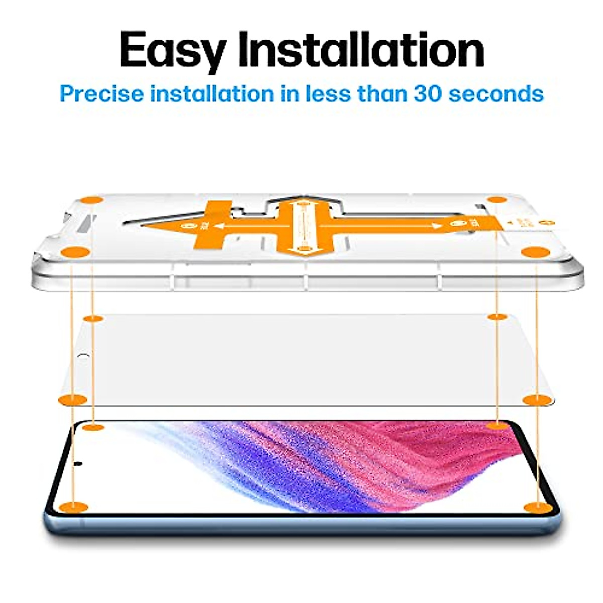 Power Theory Designed for Samsung Galaxy A53 5G Screen Protector Tempered Glass [9H Hardness], Easy Install Kit, 99% HD Bubble Free Clear, Case Friendly, Anti-Scratch, 2 Pack