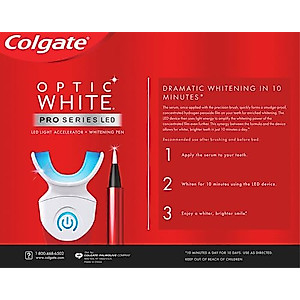 Colgate Optic White Pro Series Teeth Whitening Pen and LED Tray, Professional-Level Whitening Set, Rechargeable
