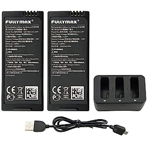 2PCS 3.8V 1100mAh Lithium Battery with 3-in-1 Charger for DJI Tello Remote Control Drone
