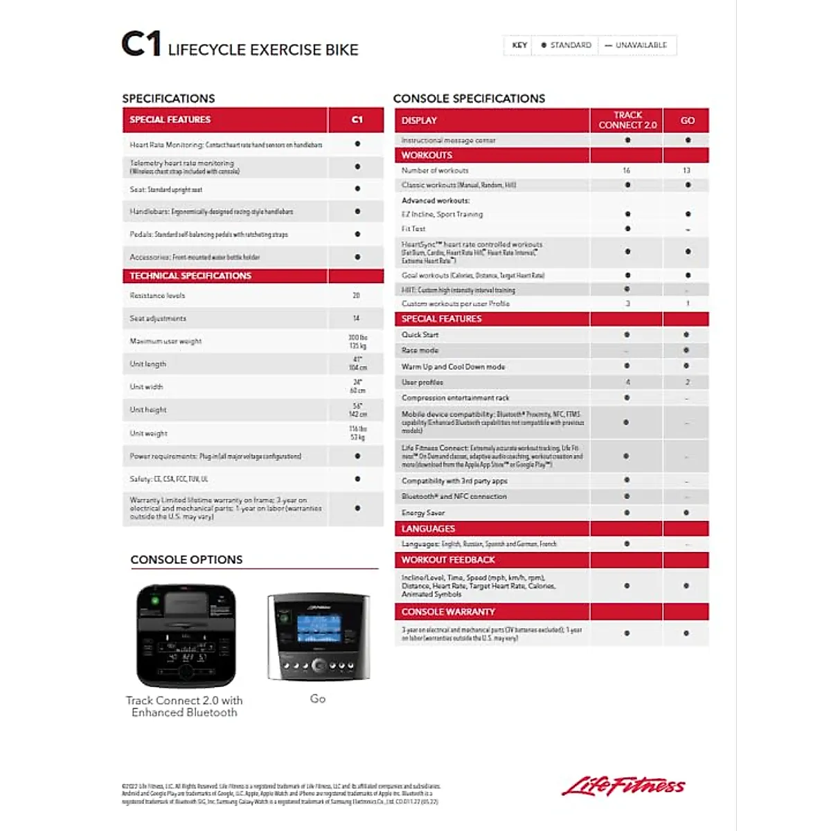 Life Fitness C1 Upright Indoor Cycling Exercise Bike with Go Console