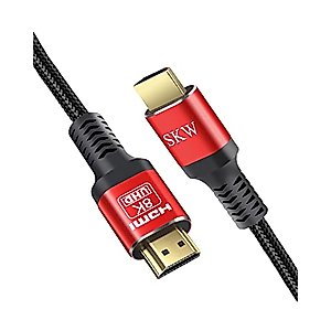 SKW 8K HDMI 2.1 Cable 15ft, 48Gbps Ultra High Speed HDMI Braided Cord, Supports 8K@60Hz, 4K@120Hz 144Hz, DTS:X, HDCP 2.2 & 2.3, eARC, HDR 10, Compatible with TV Xbox PS4 PS5 Monitor Blu-Ray
