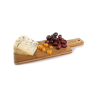 Bamboo cutting board for food prep, meat, vegetables, fruits, crackers, nuts and cheese| 100% organic | long handle board| reversible design (100% Bamboo- Style: SQ1)