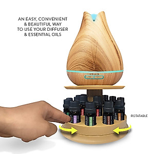 Aromatherapy Essential Oil Diffuser Gift Set with 20 Oils and Rotating Display Stand - 400ml Ultrasonic Diffuser with 20 Essential Plant Oils - 4 Timer & 7 Ambient Light Settings