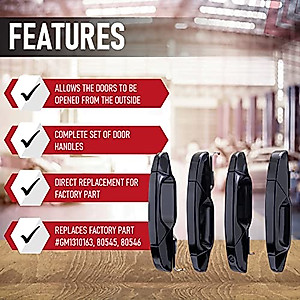 Exterior Black Door Handle Set of 4 - Compatible with Chevy, Cadillac & GMC Vehicles - 2007-2014 Silverado, Tahoe, Escalade, Sierra, Yukon, Avalanche - Replaces 15915659, 20828237, 20954796
